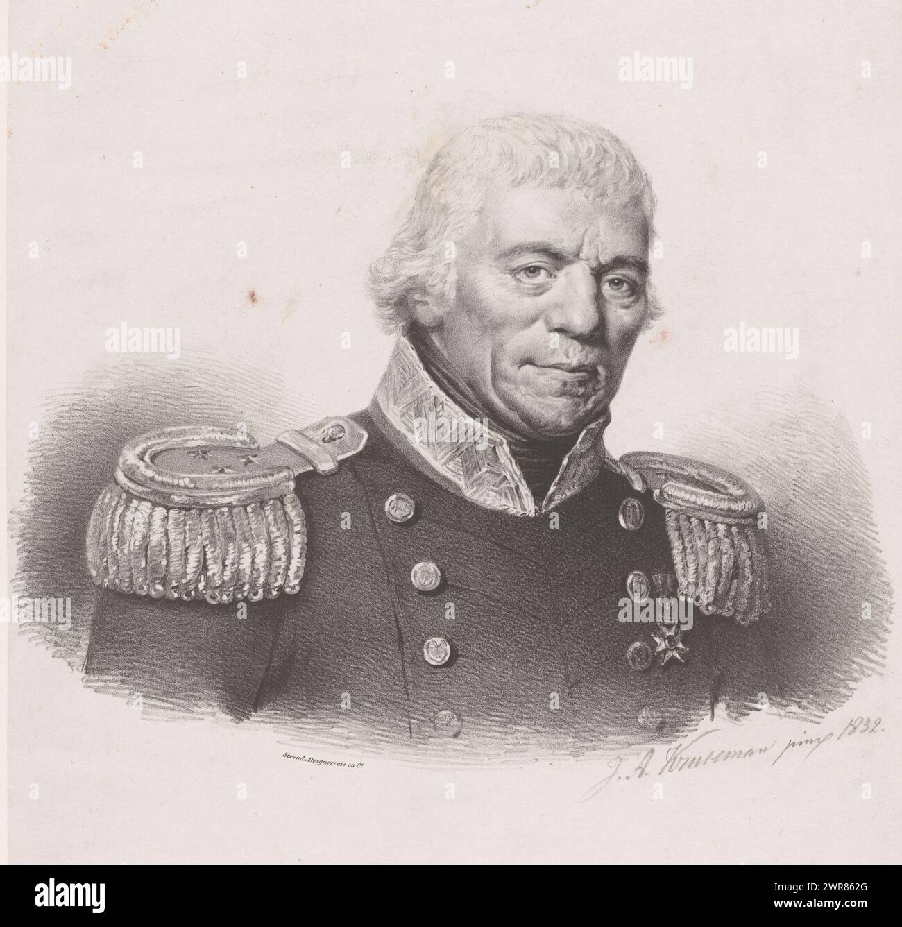 Portrait of Abraham Kuvel, The sitter wears a military uniform with a ...