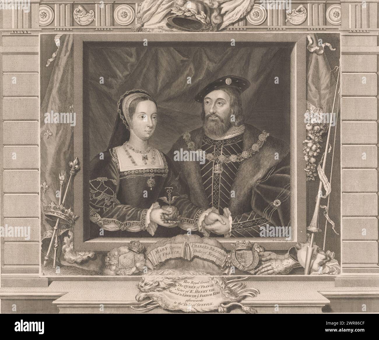 Portrait of Mary Tudor and Charles Brandon, Mary Queen of France ...