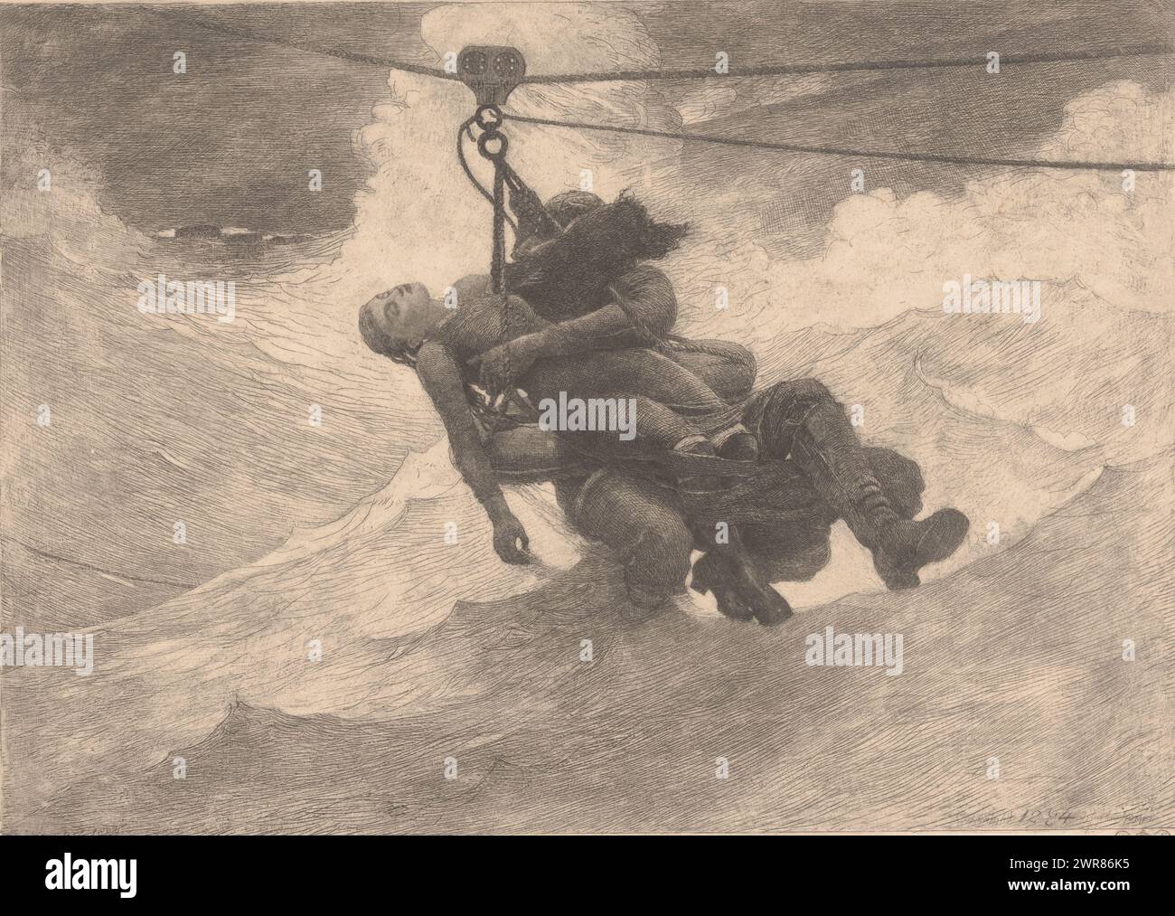 The life line, The life line, A woman is taken out of the water with a ...