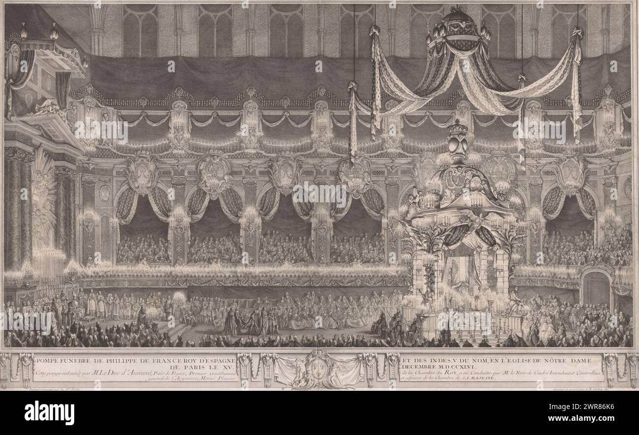 Mausoleum of Philip V of Spain, print maker: Charles Nicolas Cochin (II ...