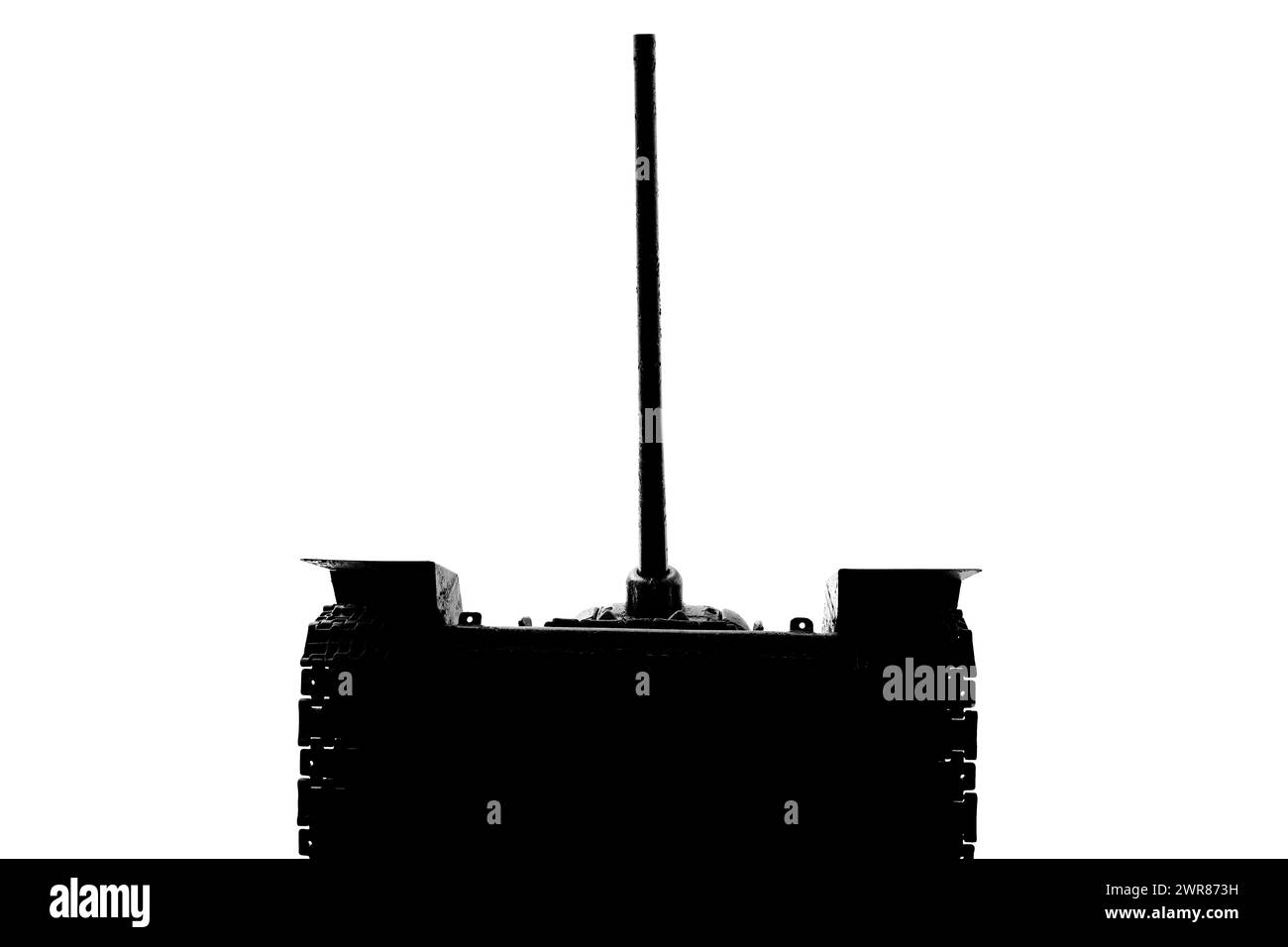 The stark silhouette of a tank is shown, highlighting the shape of the ...