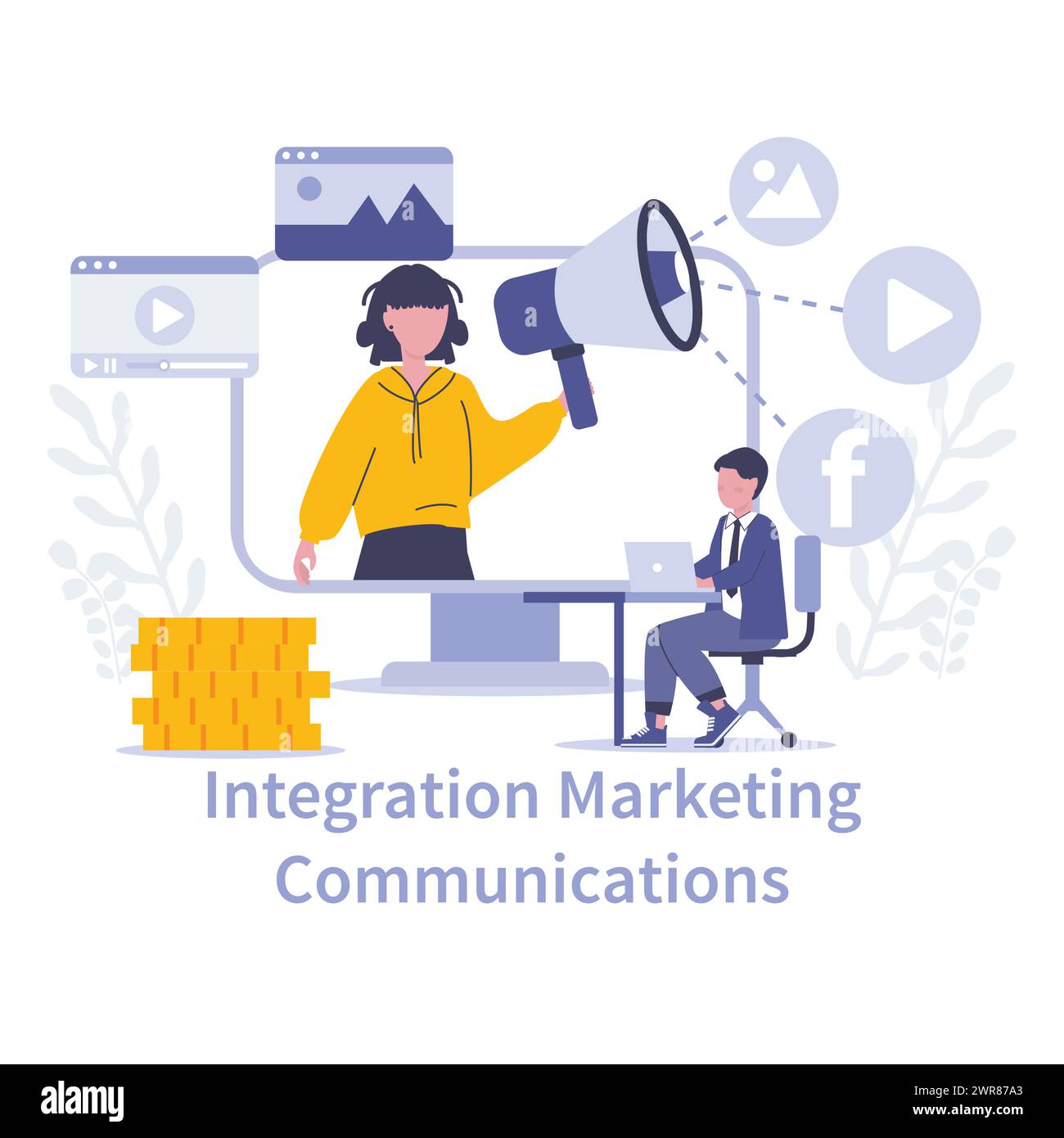 Integrated Marketing Communications concept. Cohesive brand messaging ... Integrated Marketing Communications concept. Cohesive brand messaging ...