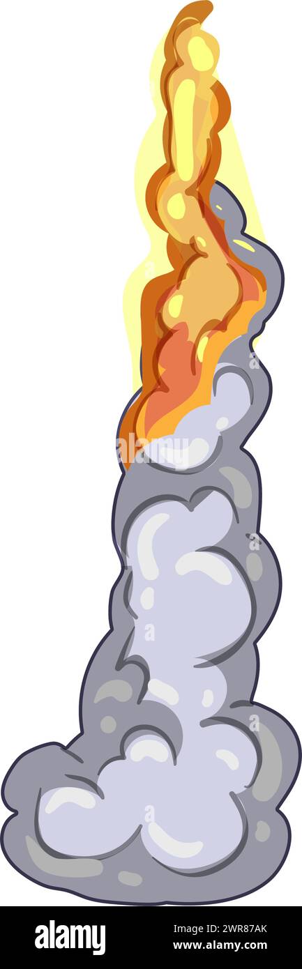 flame rocket launch smoke cartoon vector illustration Stock Vector ...