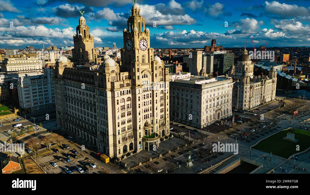 Aerial view of historic urban architecture with iconic buildings under ...