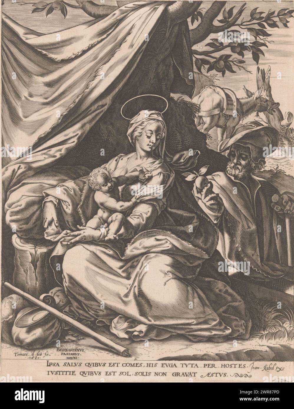 Rest on the Flight into Egypt, print maker: Thomas de Leu, after design ...