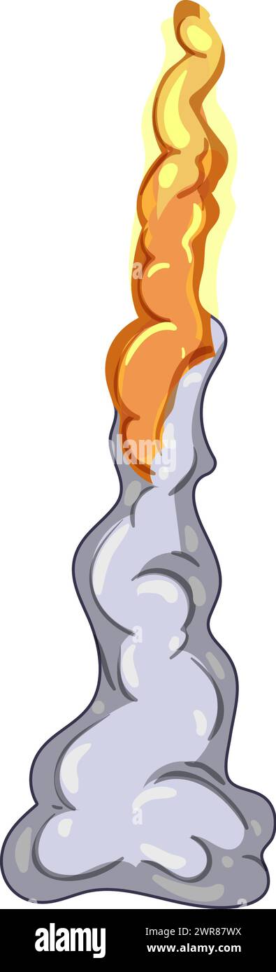 fire rocket launch smoke cartoon vector illustration Stock Vector Image ...