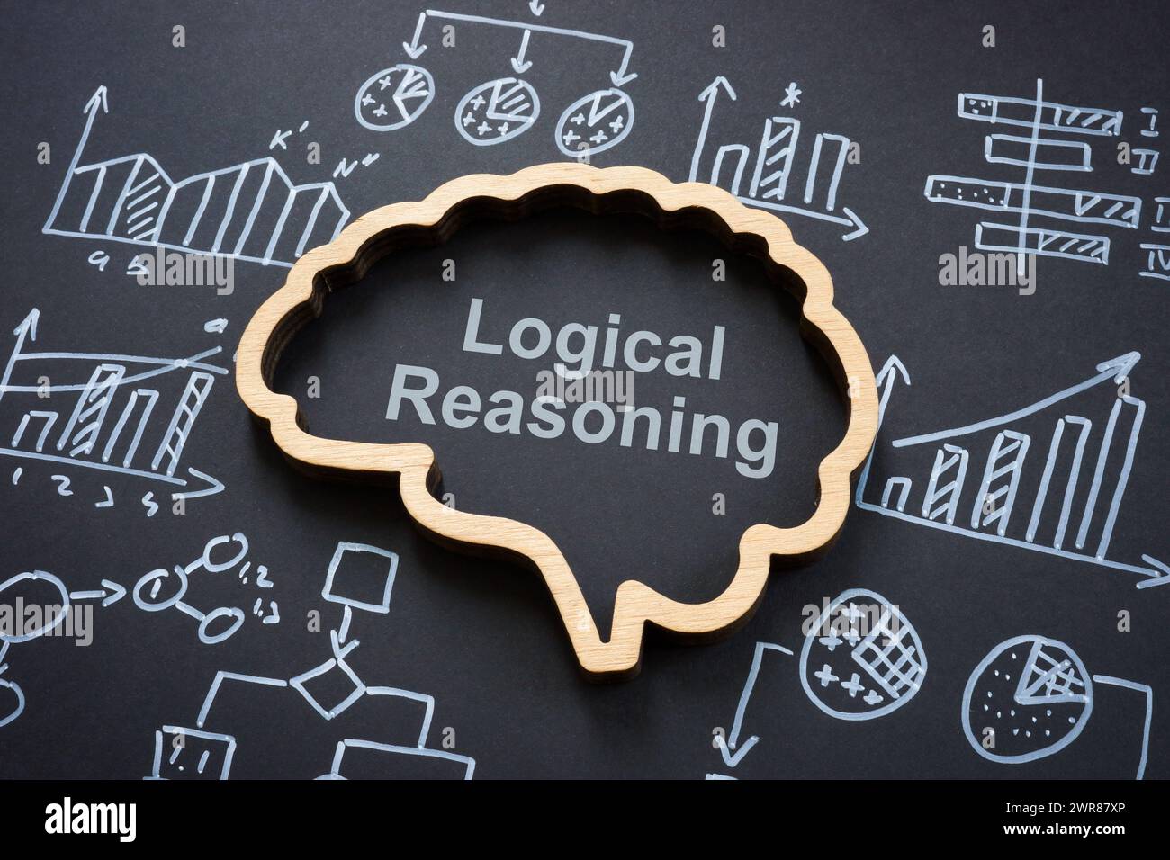 Logical reasoning concept. Graphs, diagrams and the brain Stock Photo ...