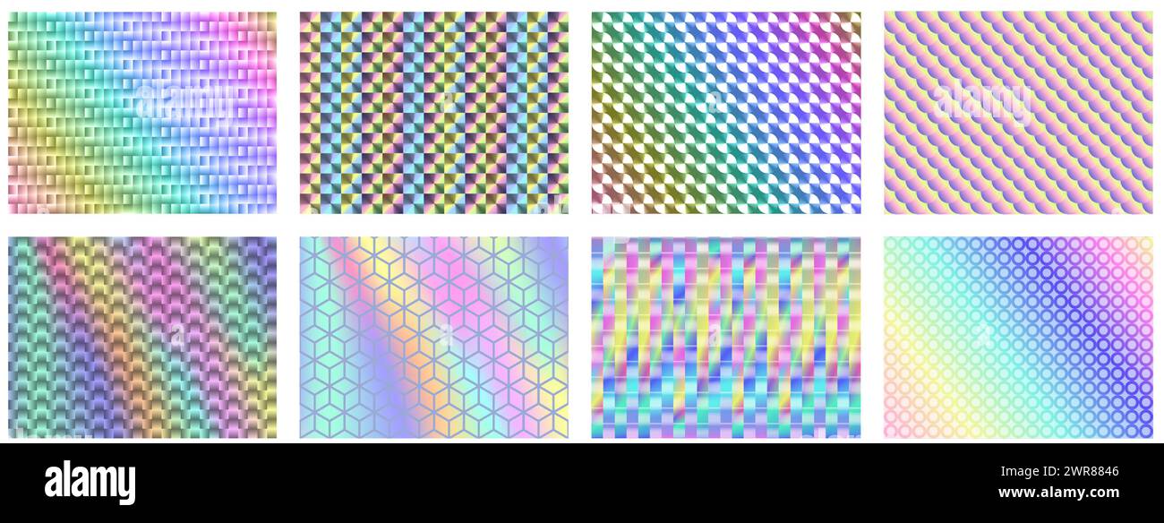 Iridescent holographic patterns. Holo backgrounds with geometric ...