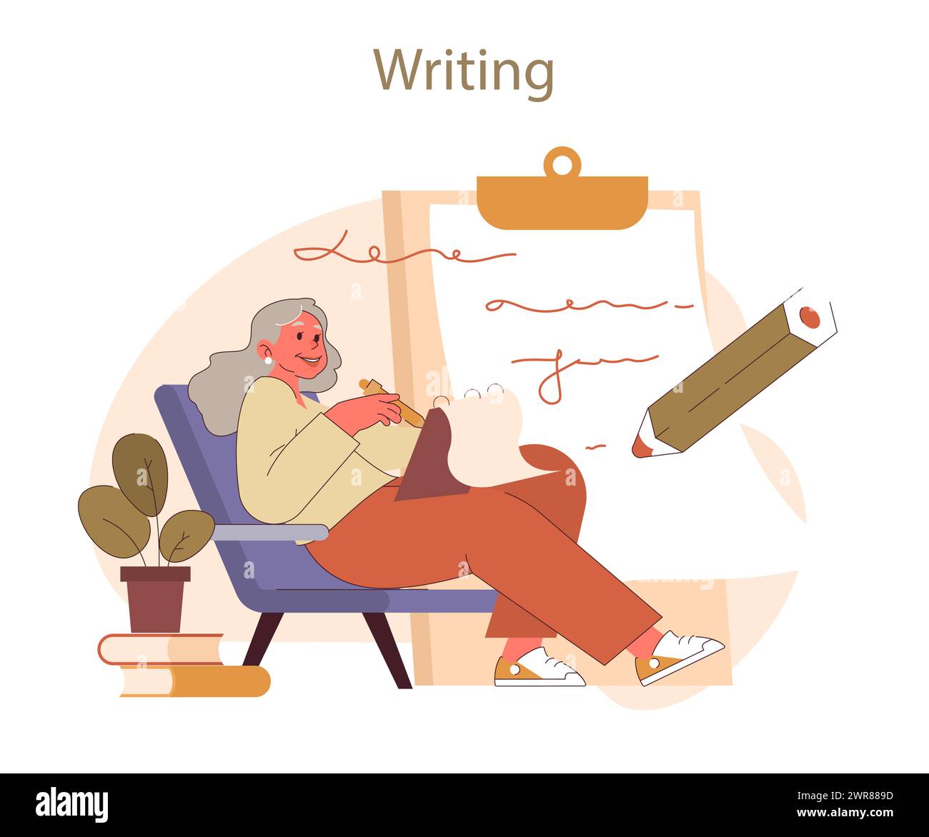 Senior woman in thought Stock Vector Images - Alamy