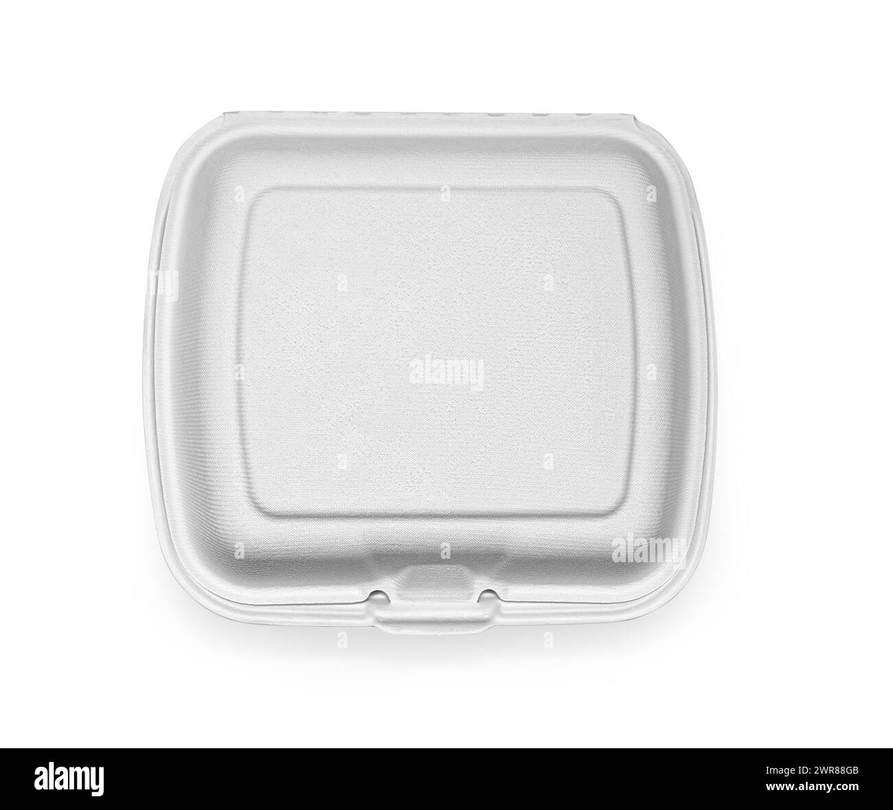 A closed white cardboard box to take away, white background. Disposable ...