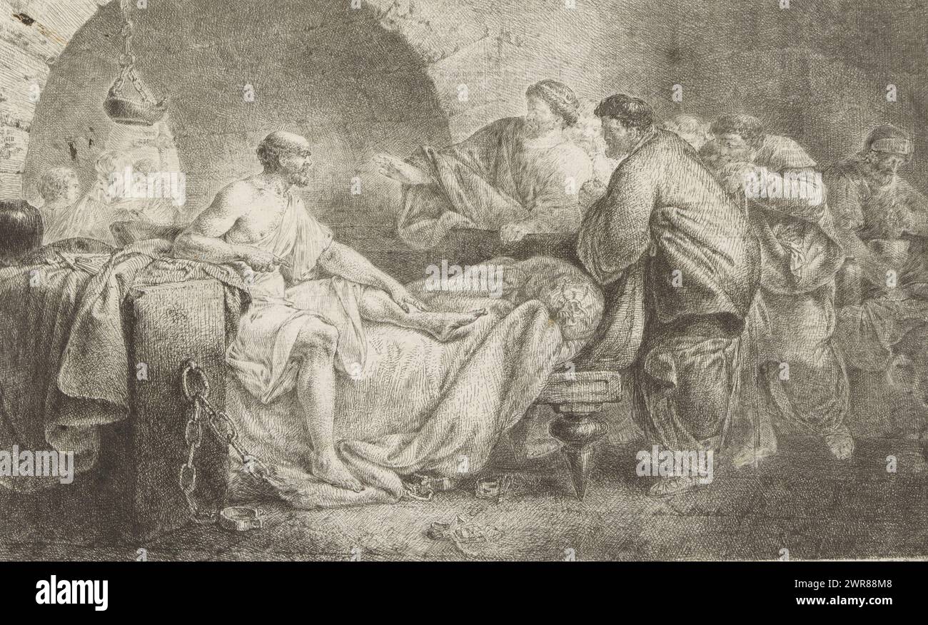 Socrates says goodbye to his friends in prison, print maker: Christian ...