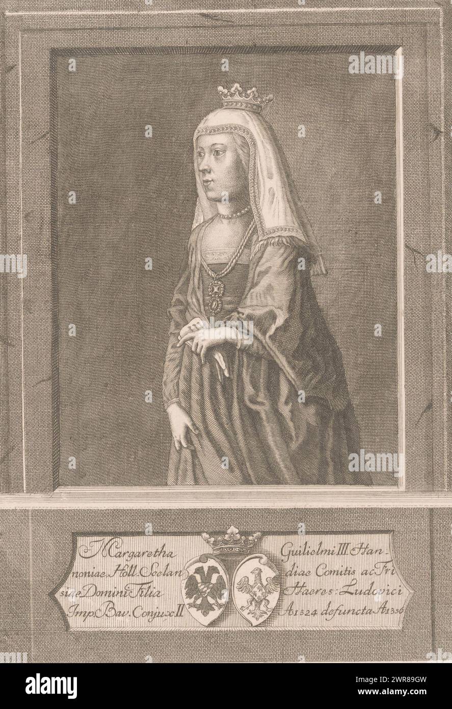 Portrait of Margaret II of Hainaut, print maker: Joseph Anton ...