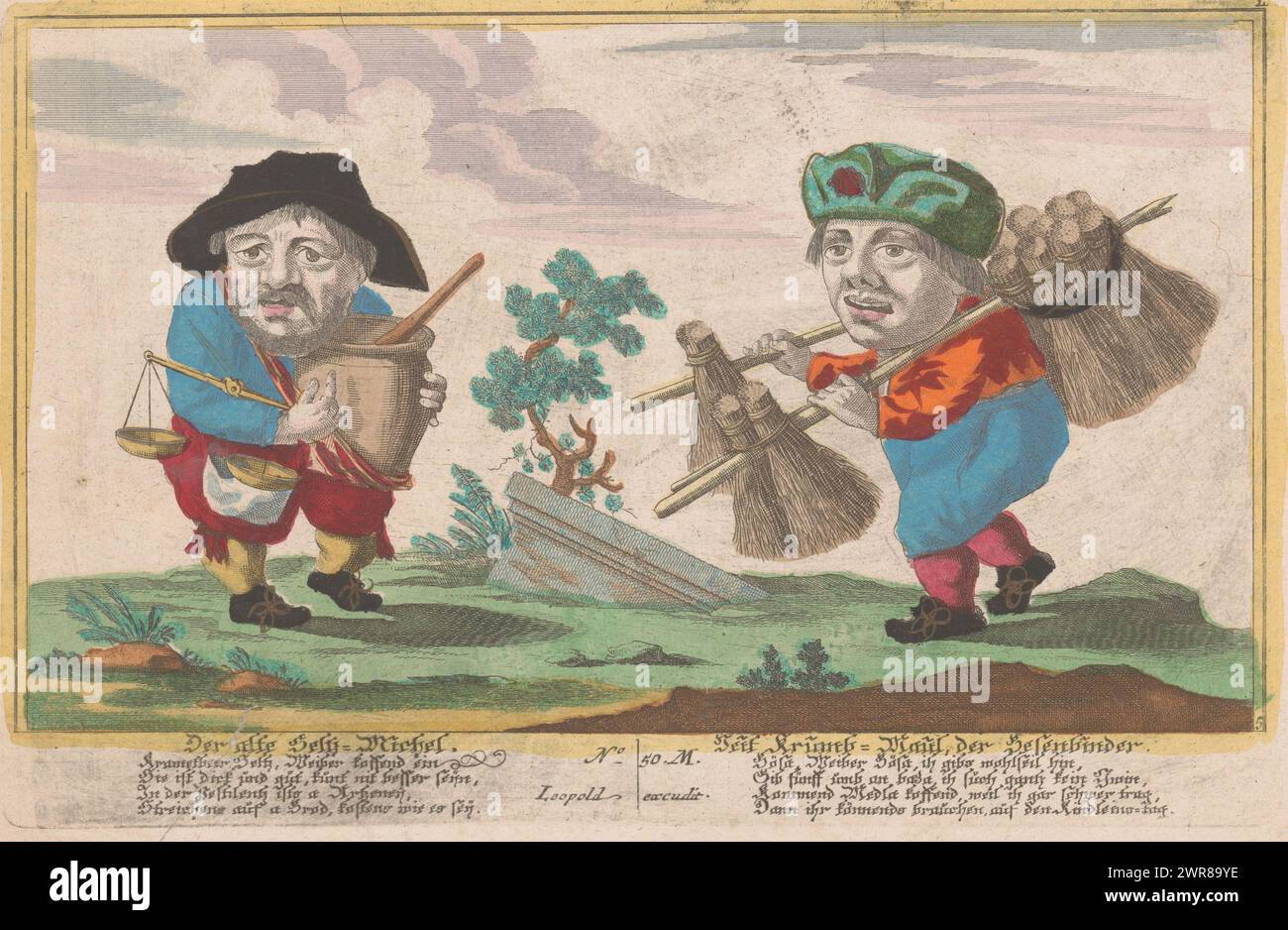 Two men, Two men (small people): the right one carries bundles of ...