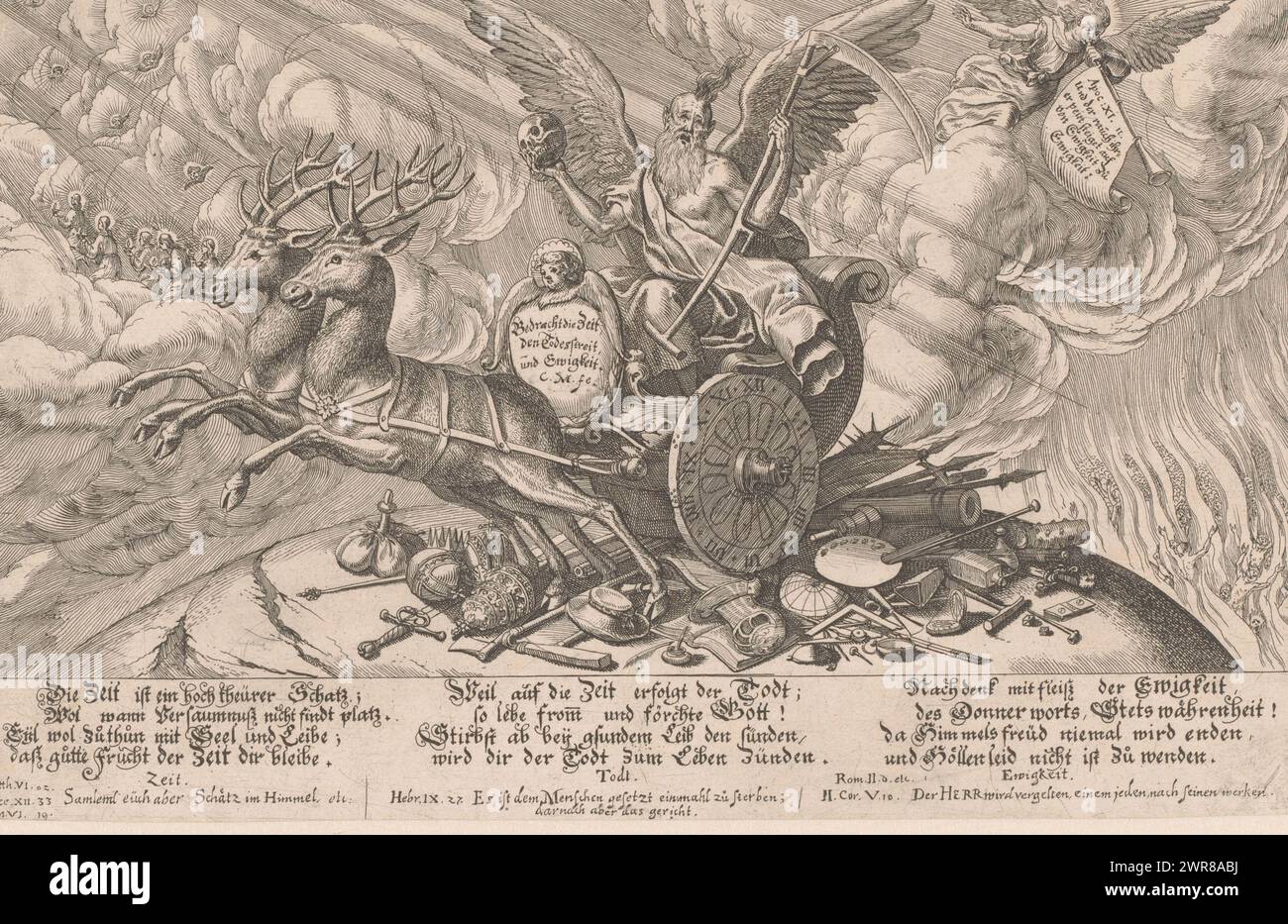 Allegory of time, Father Time as a winged old man with a scythe in the ...