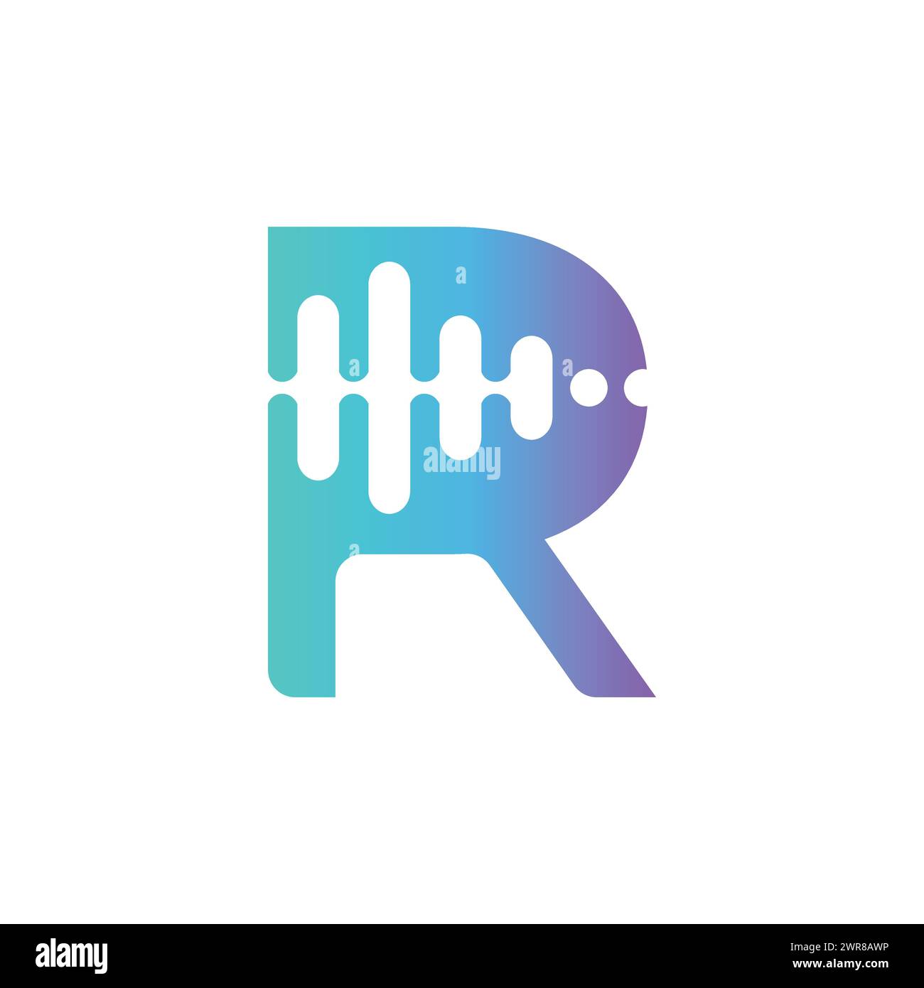 Letter R logo with sound wave flow. Music Logo. Creative Letter R ...