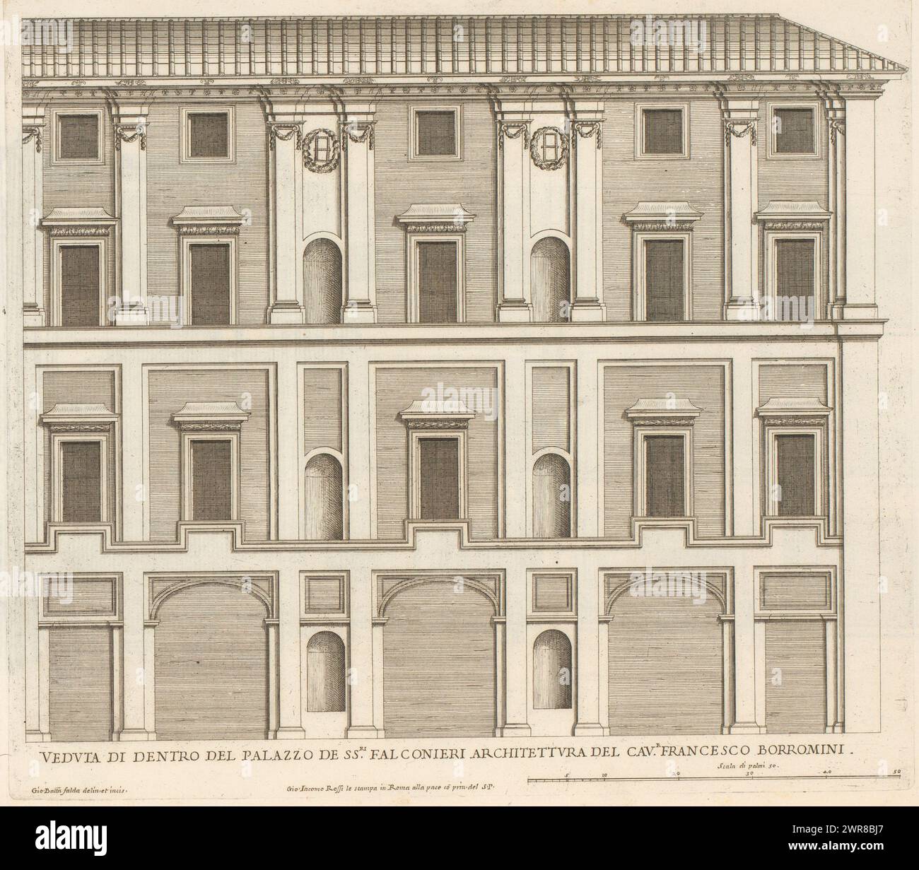 Facade of the courtyard of Palazzo Falconieri, Veduta di dentro del ...