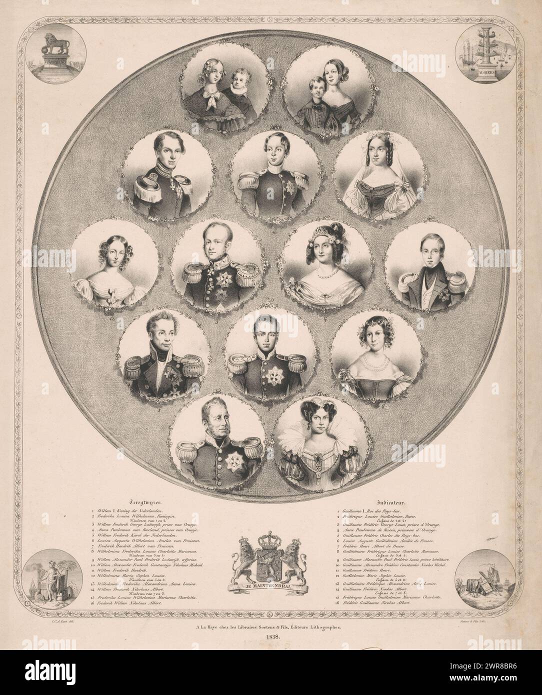 Portraits of King William I, his wife Wilhelmina of Prussia and their ...