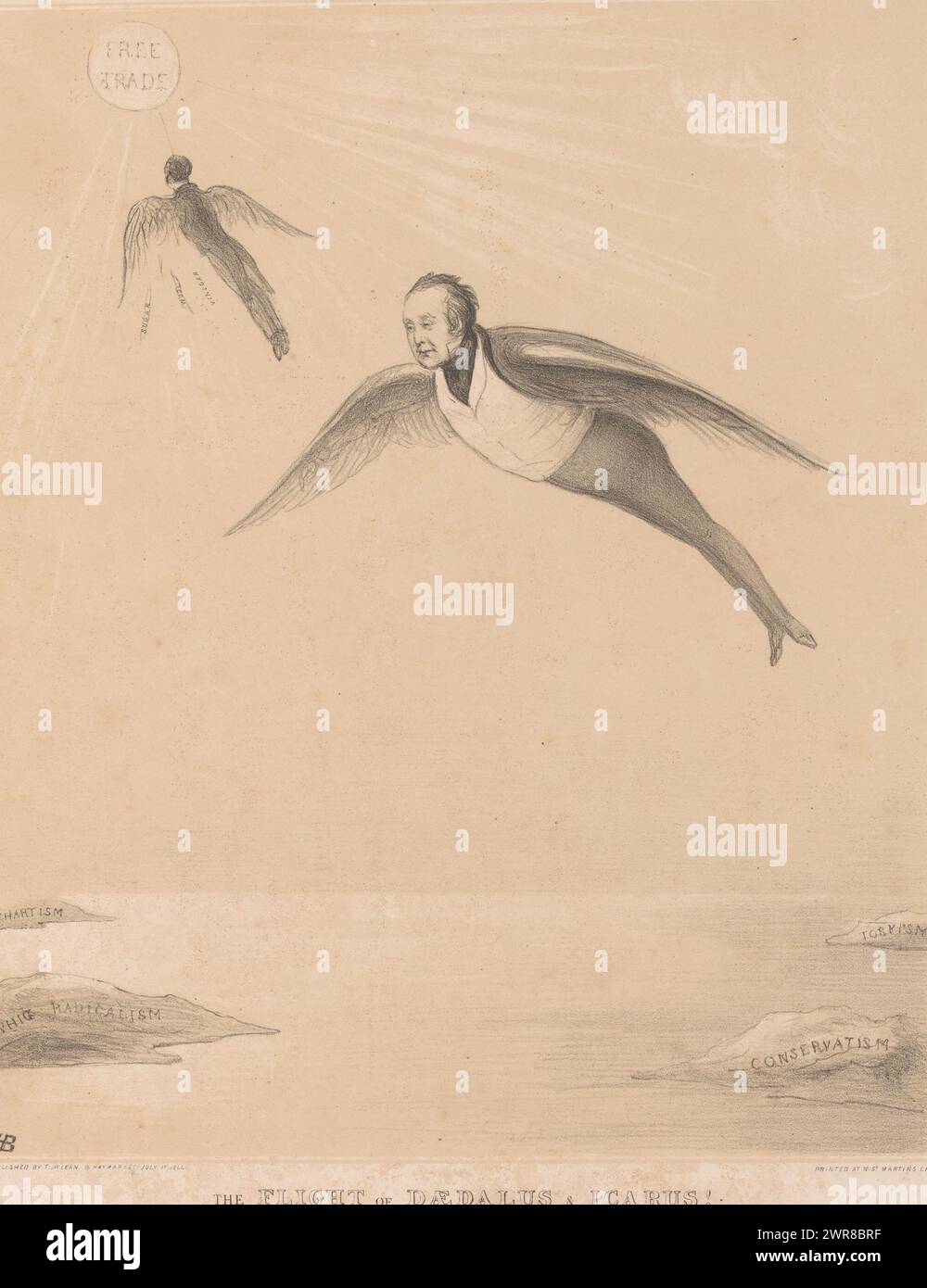 Gladstone and Peel as Icarus and Daedalus, The flight of Daedalus and ...
