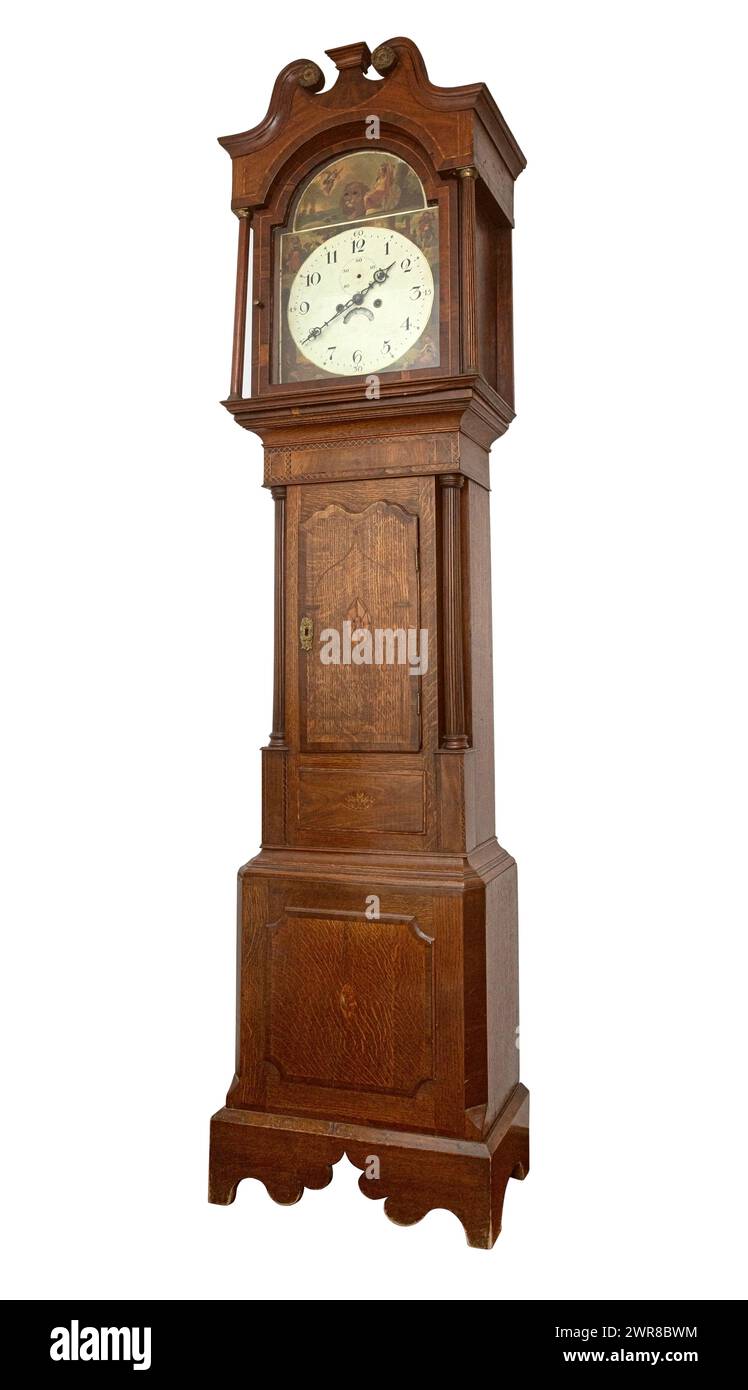 antique wooden floor clock isolated on white background with clipping ...