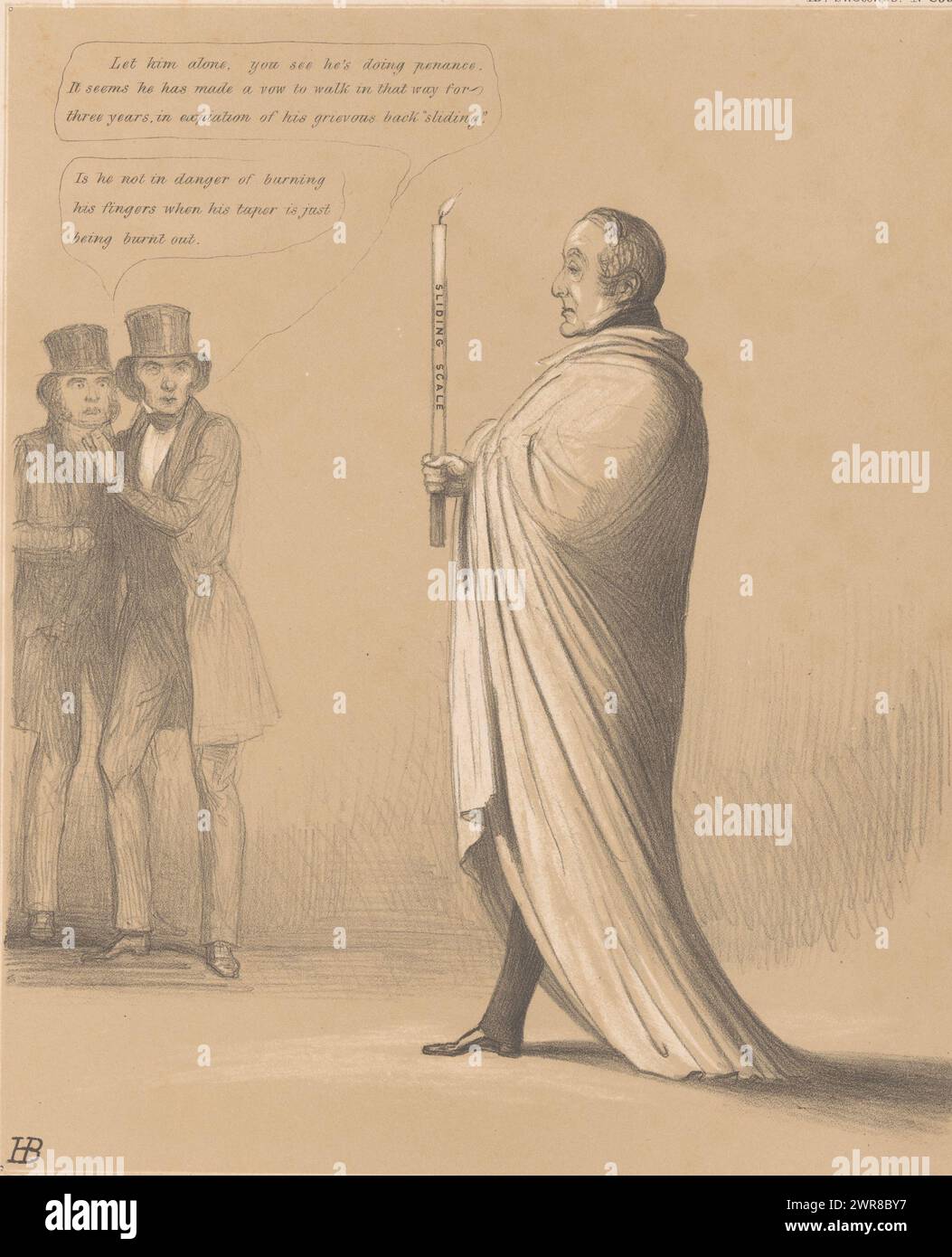 Cartoon with Prime Minister Peel as a penitent, Doing penance (title on ...