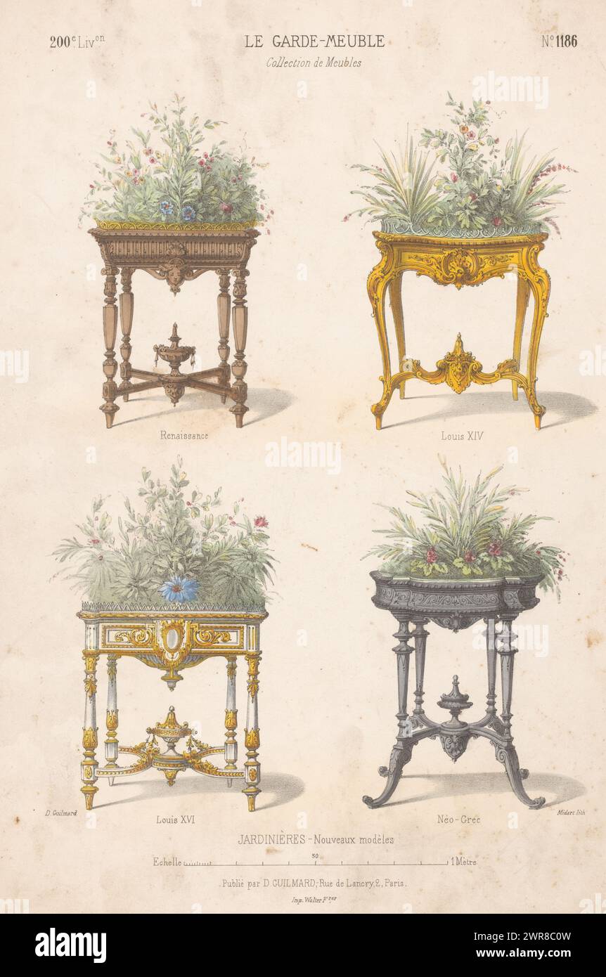 Four tables, Renaissance / Louis XIV / Louis neo-grec. Print from 200th ...