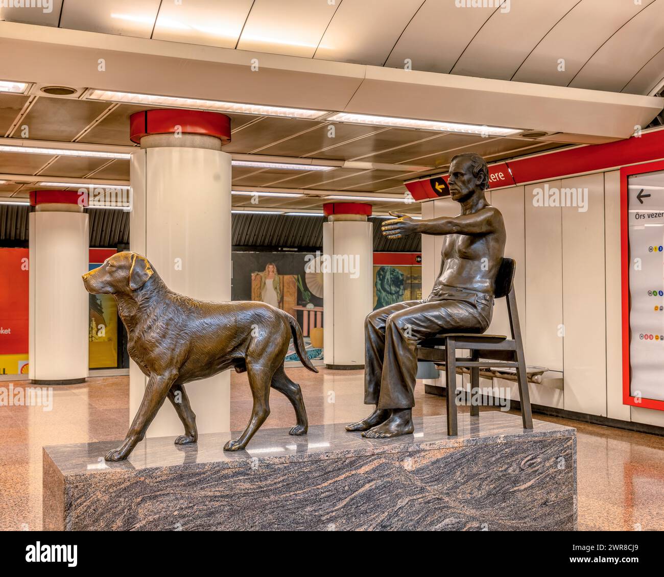 Budapest pest statue of tiresias blind man and his dog hi-res stock ...