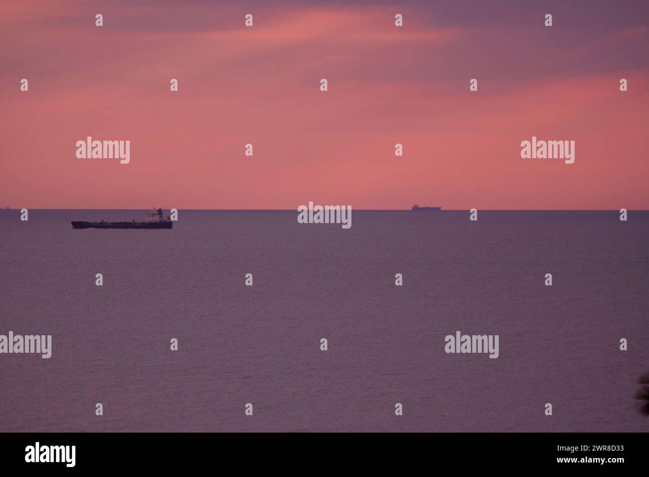 Aerial container ship port sunset hi-res stock photography and images ...