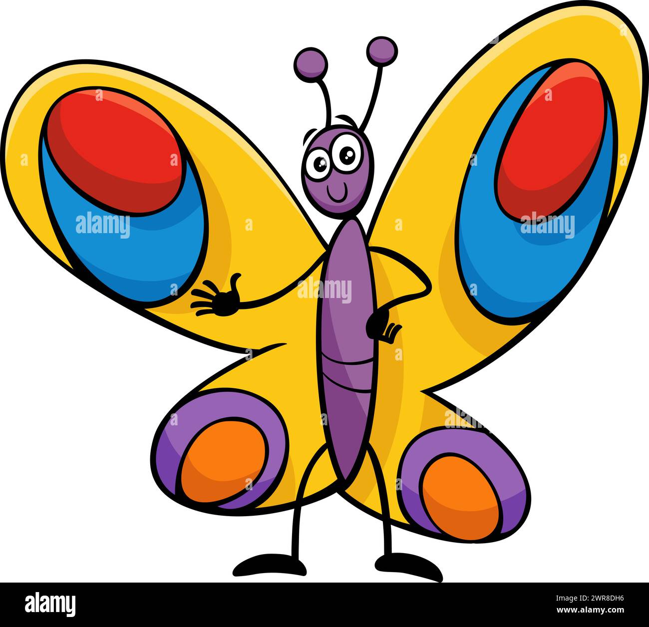 Cartoon illustration of funny butterfly insect animal character Stock ...