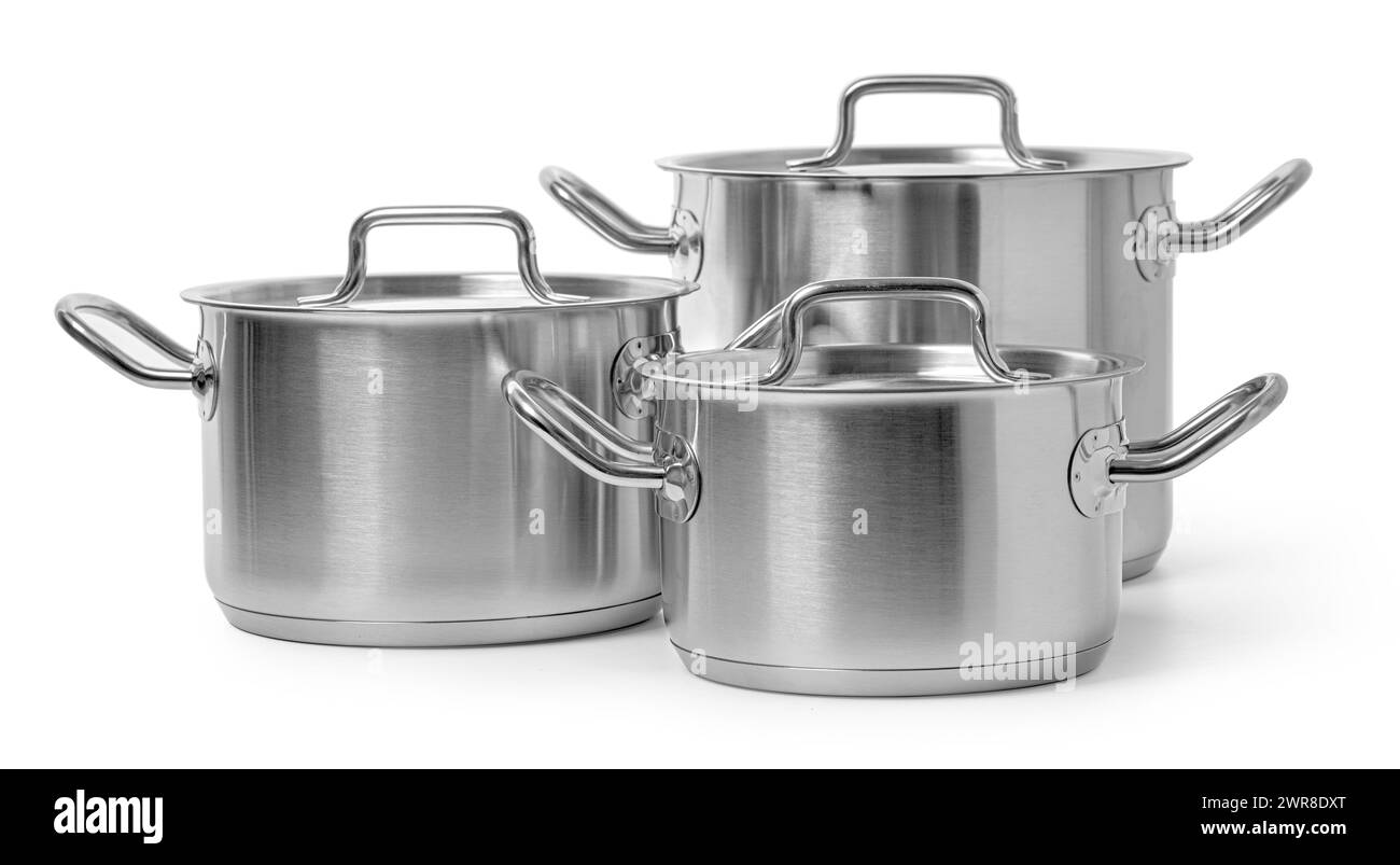 professional metal pot cooker for boiling isolated on white background ...