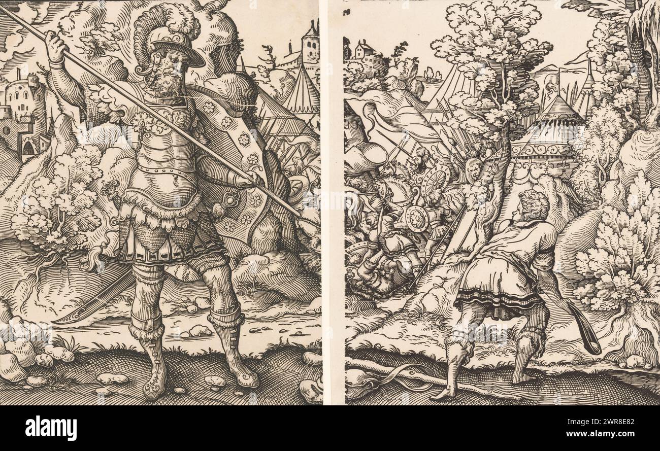 David and Goliath, print maker: anonymous, after design by: Jost Amman ...