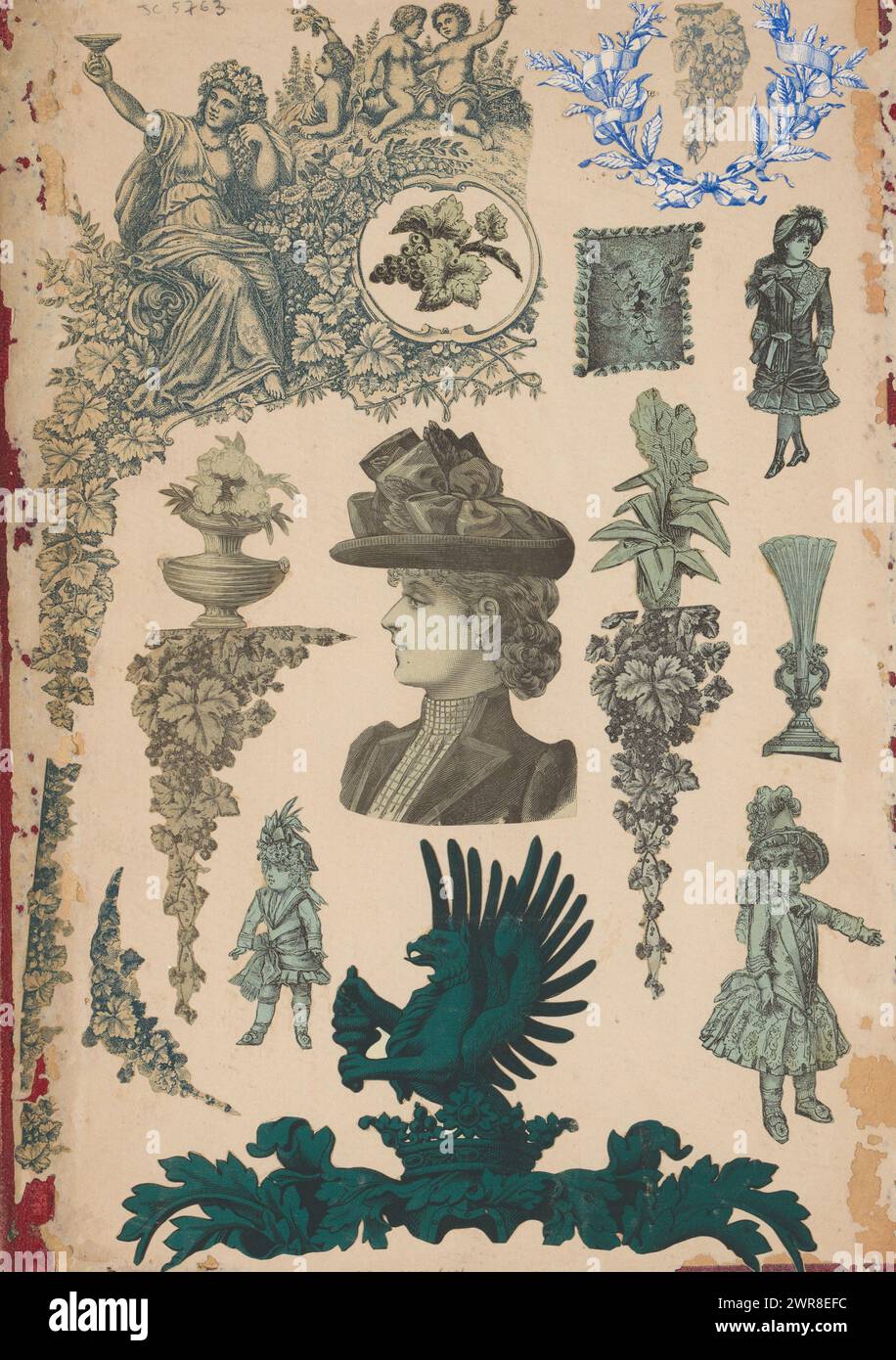 Collage of cut-out pictures, Collage of cut-out pictures pasted on the ...