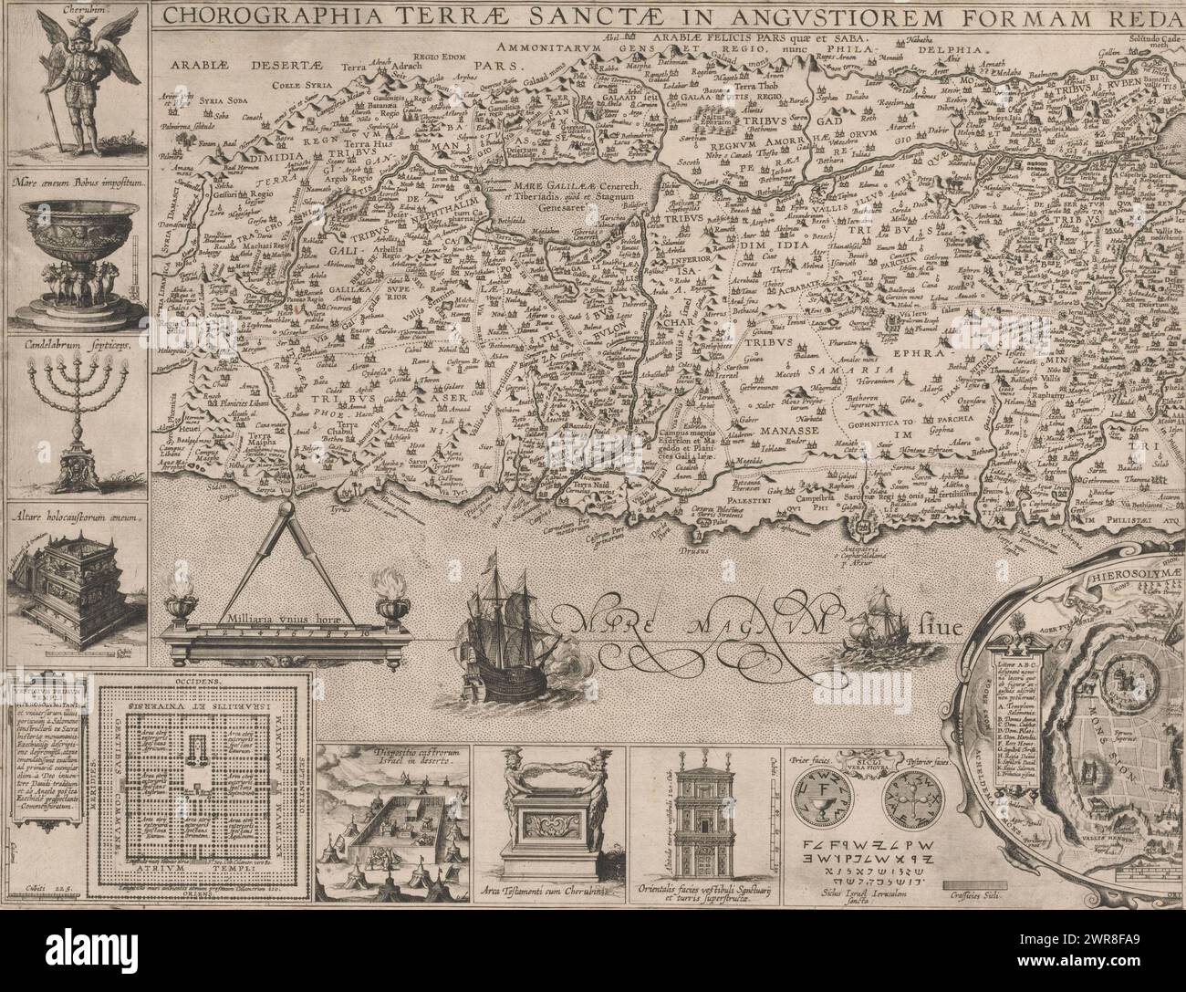 Map of the Holy Land, left part, Chorographia Terrae Sanctae in ...