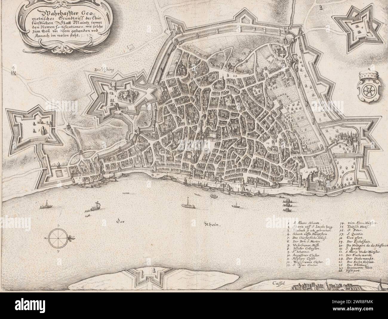 Map of Mainz, Wahrhaffter geometricer grundtriss der churfürstlichen ...