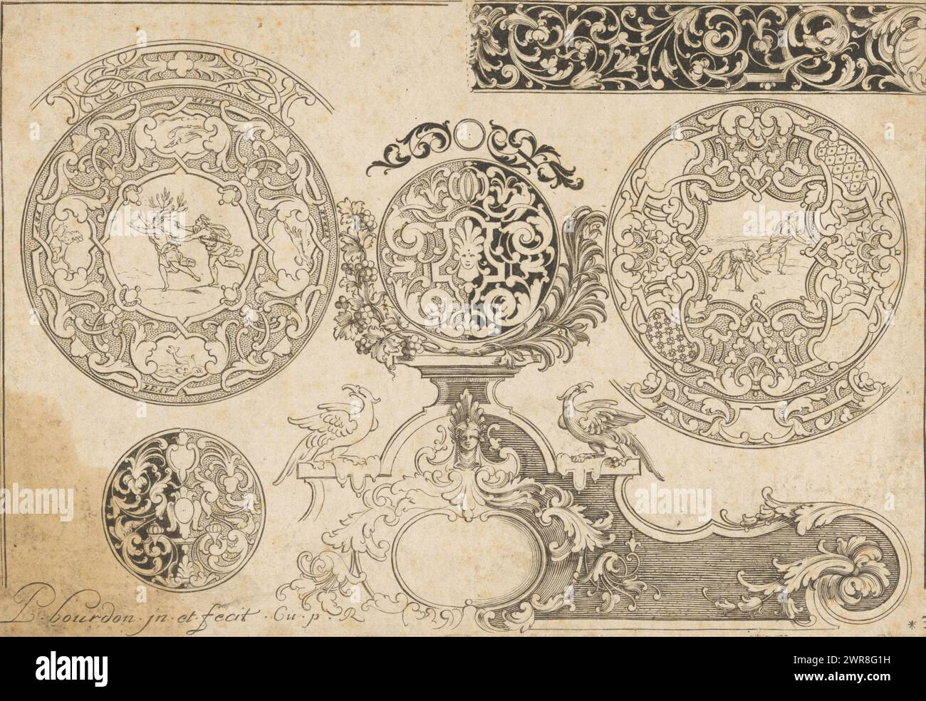 Designs for watch cases with two scenes of Apollo and Daphne, Livre ...