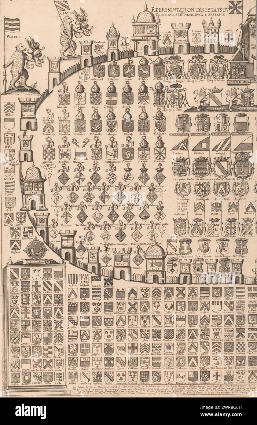 Coat of arms map of Flanders (left page), Representation des estats du ...