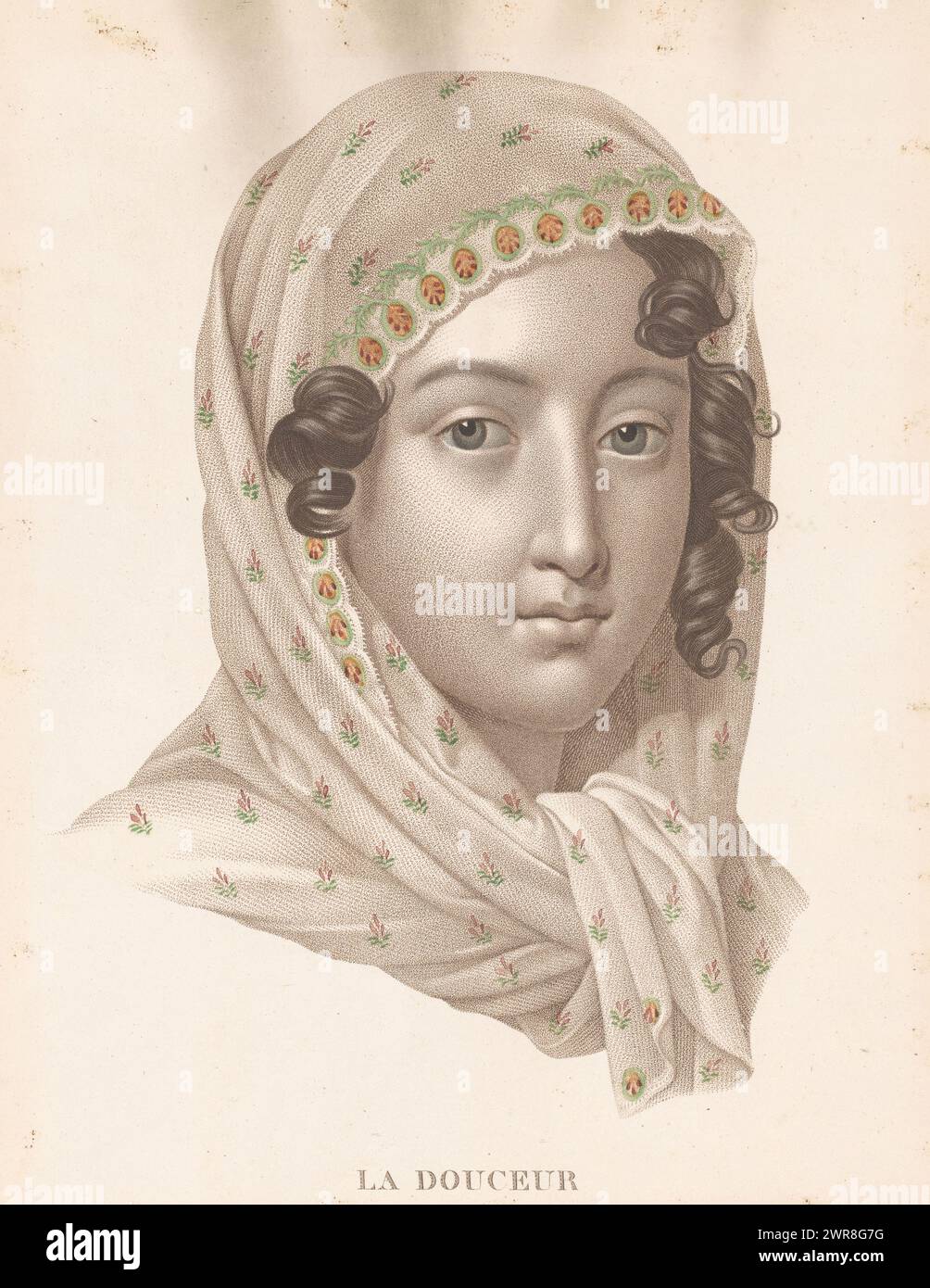 Veiled woman as a personification of softness, La Douceur (title on ...