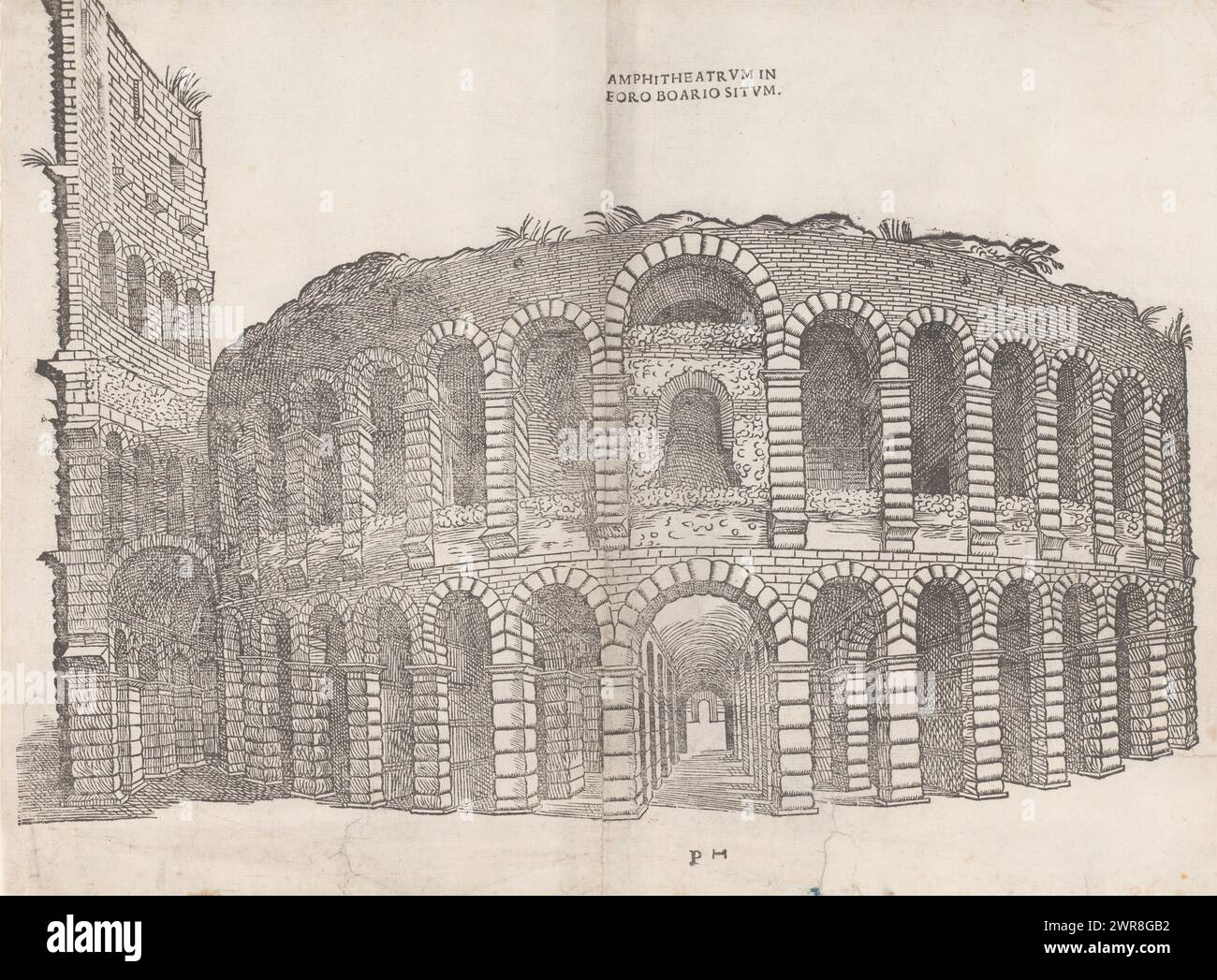 View of the Arena of Verona, Amphitheater in Foro Boario situm (title ...