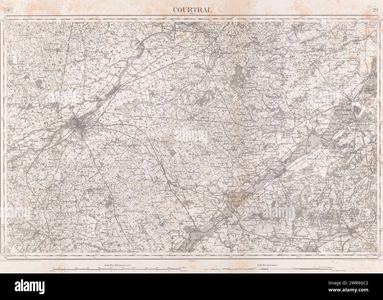 Map of the Kortrijk area, Courtrai (title on object), print maker ...