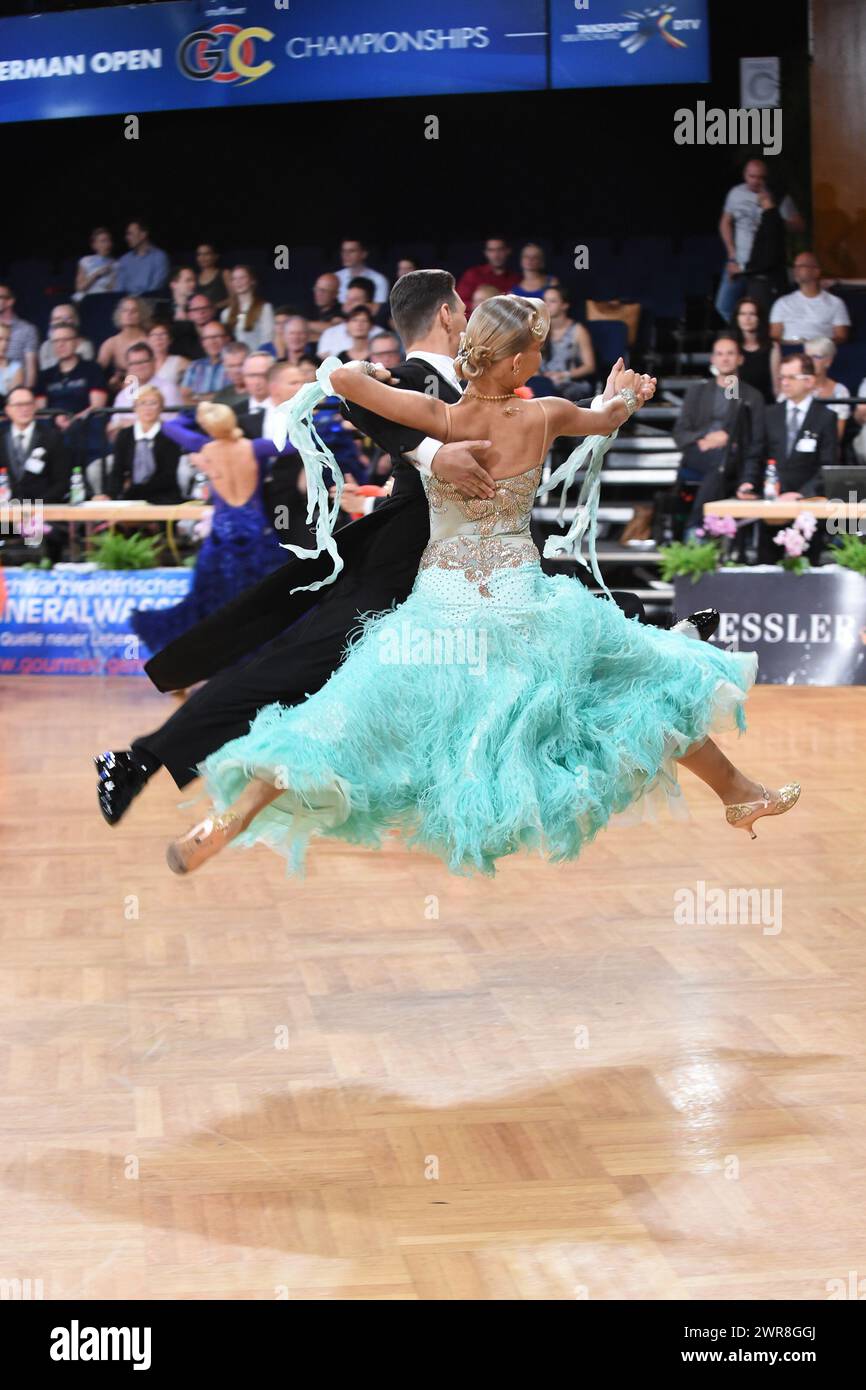 An unidentified dance couple in a dance pose during Grand Slam Standart ...