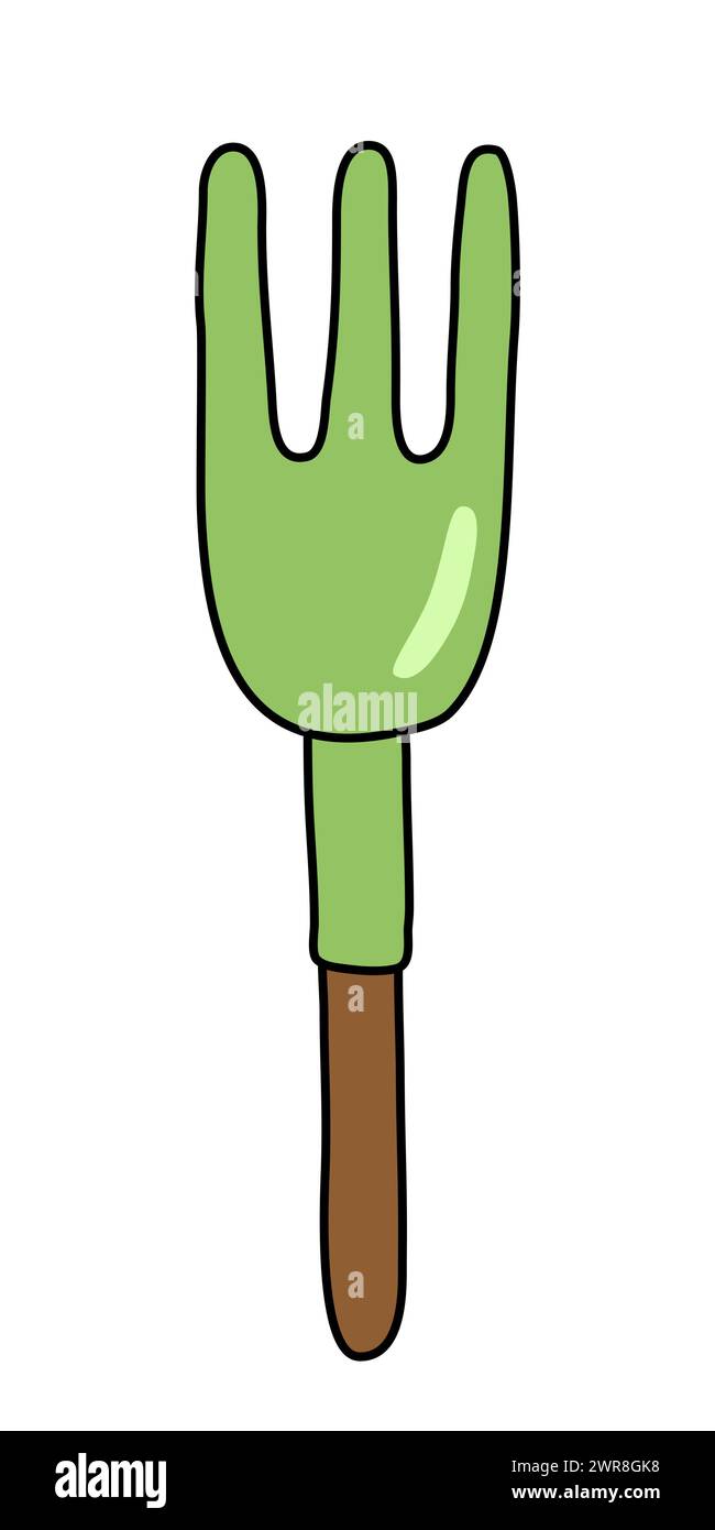 Small garden rake tool, springtime gardening equipment, vector ...