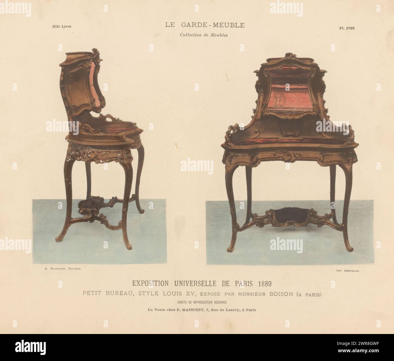 Desk in the Louis XV style, Exposition Universelle de Paris 1889. Petit ...