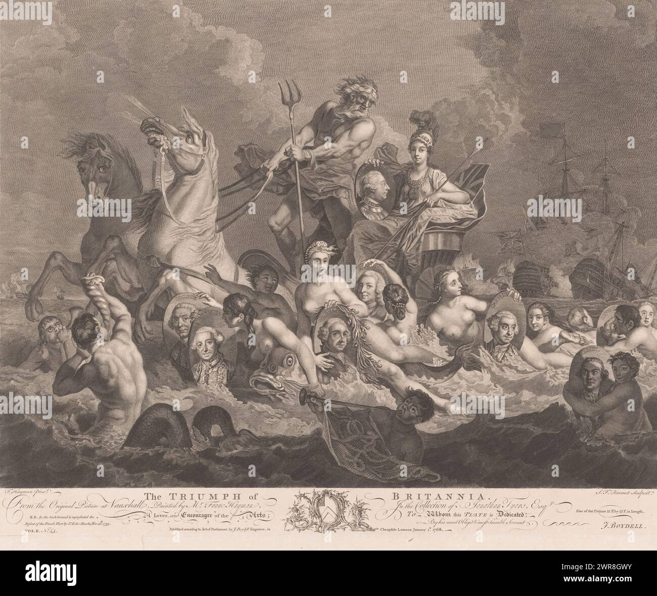 Allegory of the British Navy and the victory over the French fleet, The ...