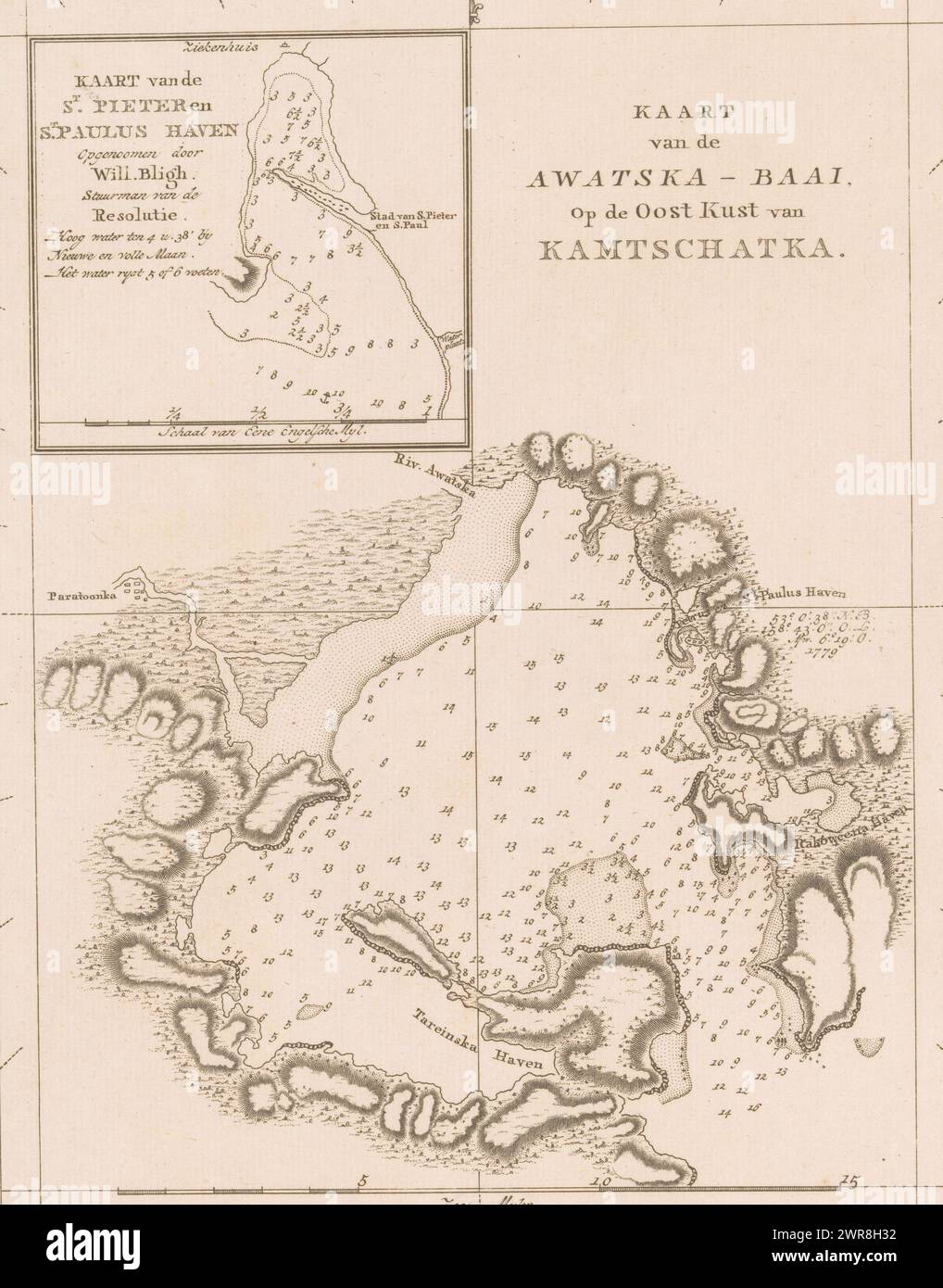 Map of Avacha Bay in Kamchatka, Map of Awatska Bay, on the east coast ...
