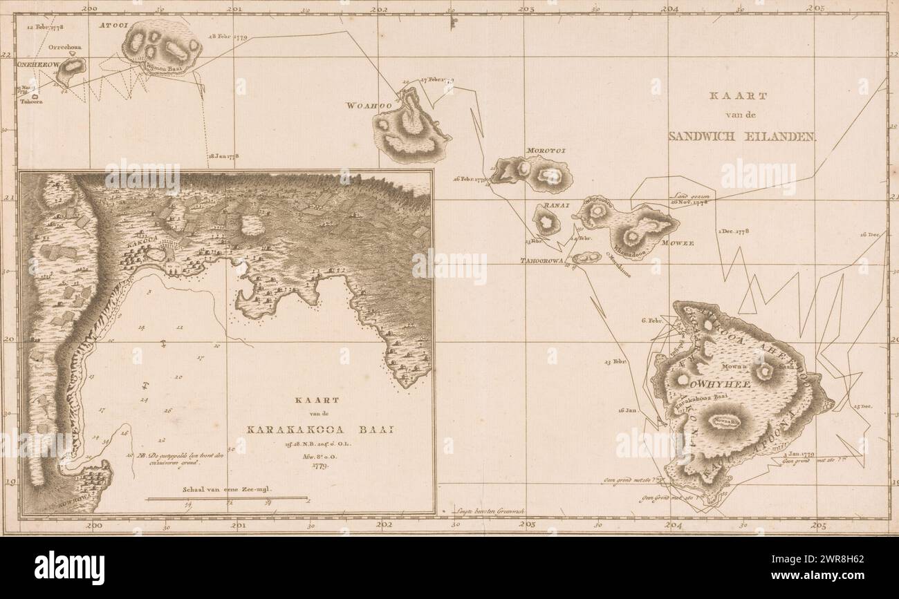 Map of the Sandwich Islands and the Karakakooa Bay, Map of the Sandwich ...