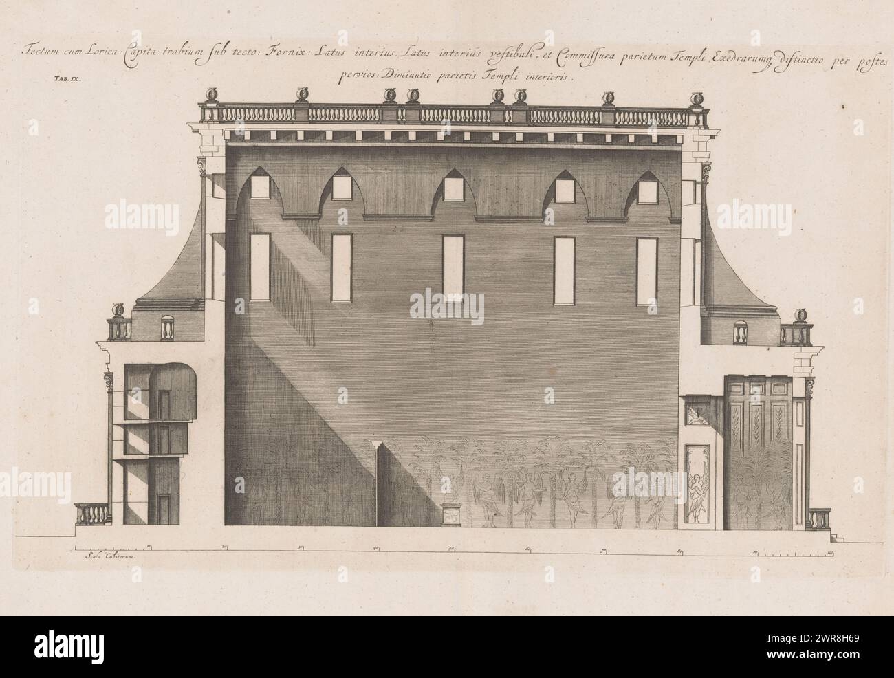 Cross section of a building, Tectum cum Lorica: Capita trabium sub ...