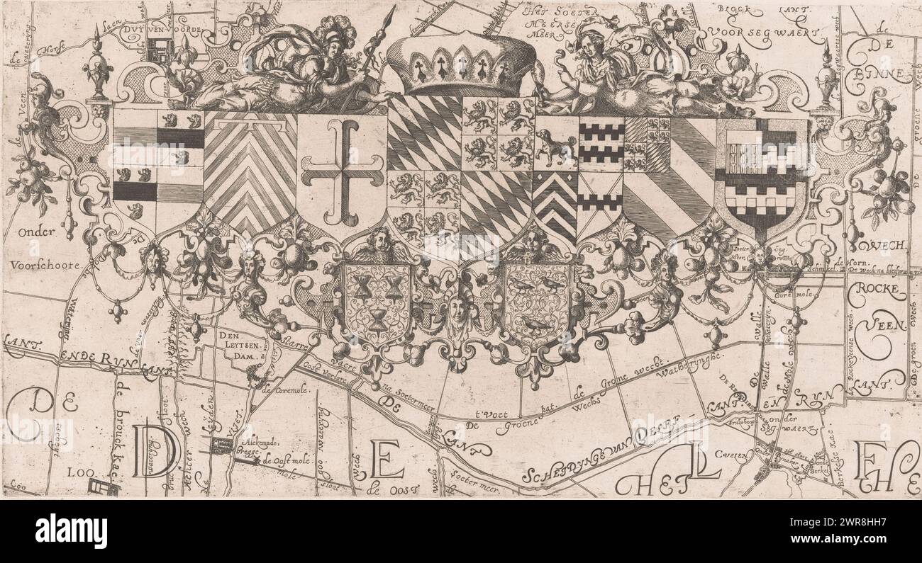 Map of the Delfland Water Board, top center, with the coats of arms of ...