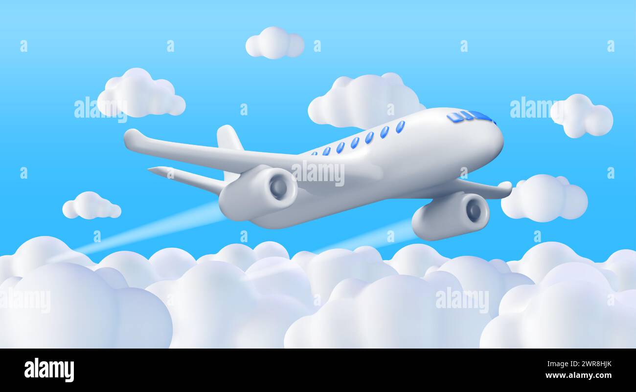 3d airplane illustration flying in Stock Vector Images - Alamy