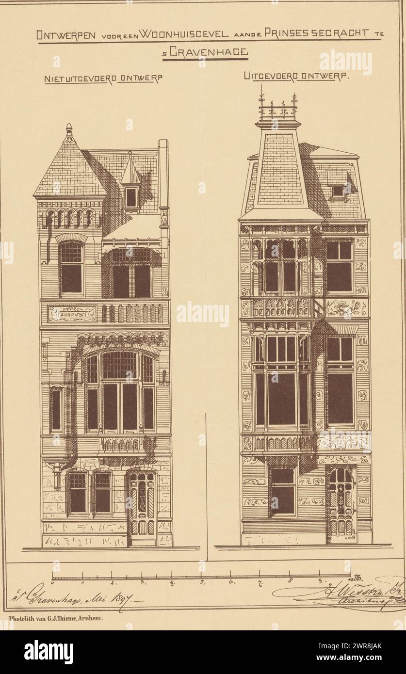 Facade designs for a house along the Prinsessengracht in The Hague ...