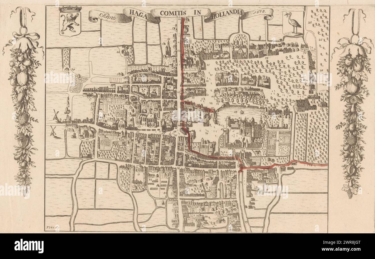 Map of The Hague, 1570, Haga Comitis in Hollandia, Anno 1570 (title on ...