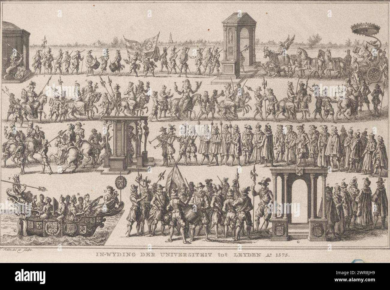 Procession at the inauguration of the University of Leiden, 1575, In ...